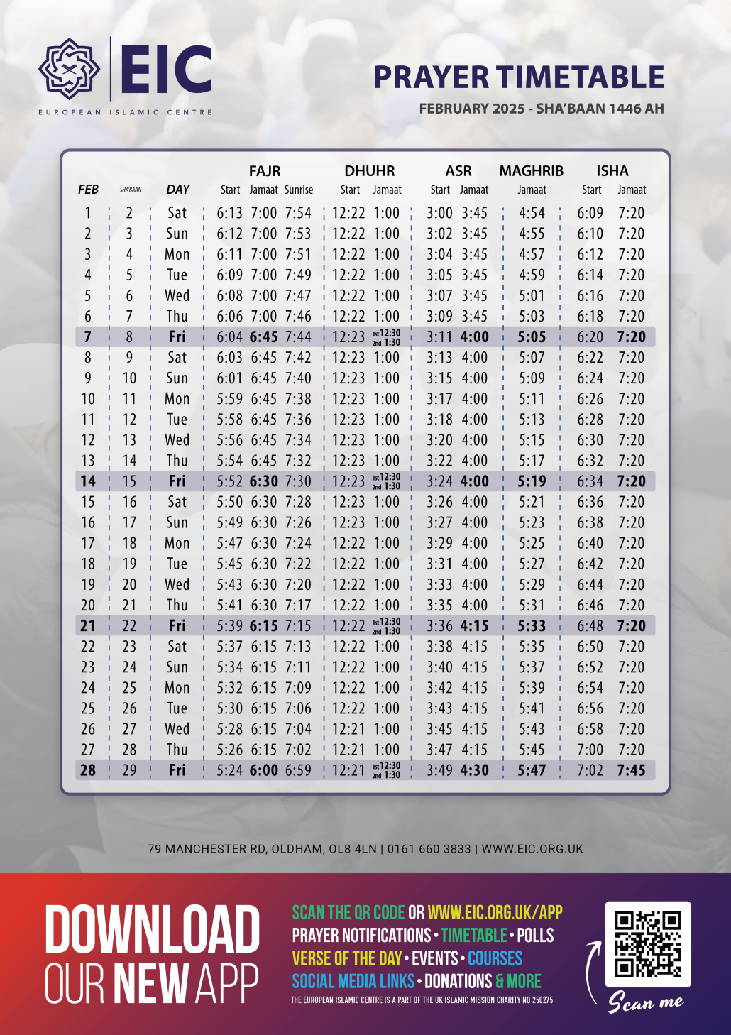 Prayer Times – European Islamic Centre
