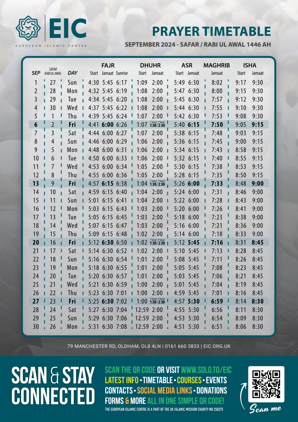 Prayer Times – European Islamic Centre