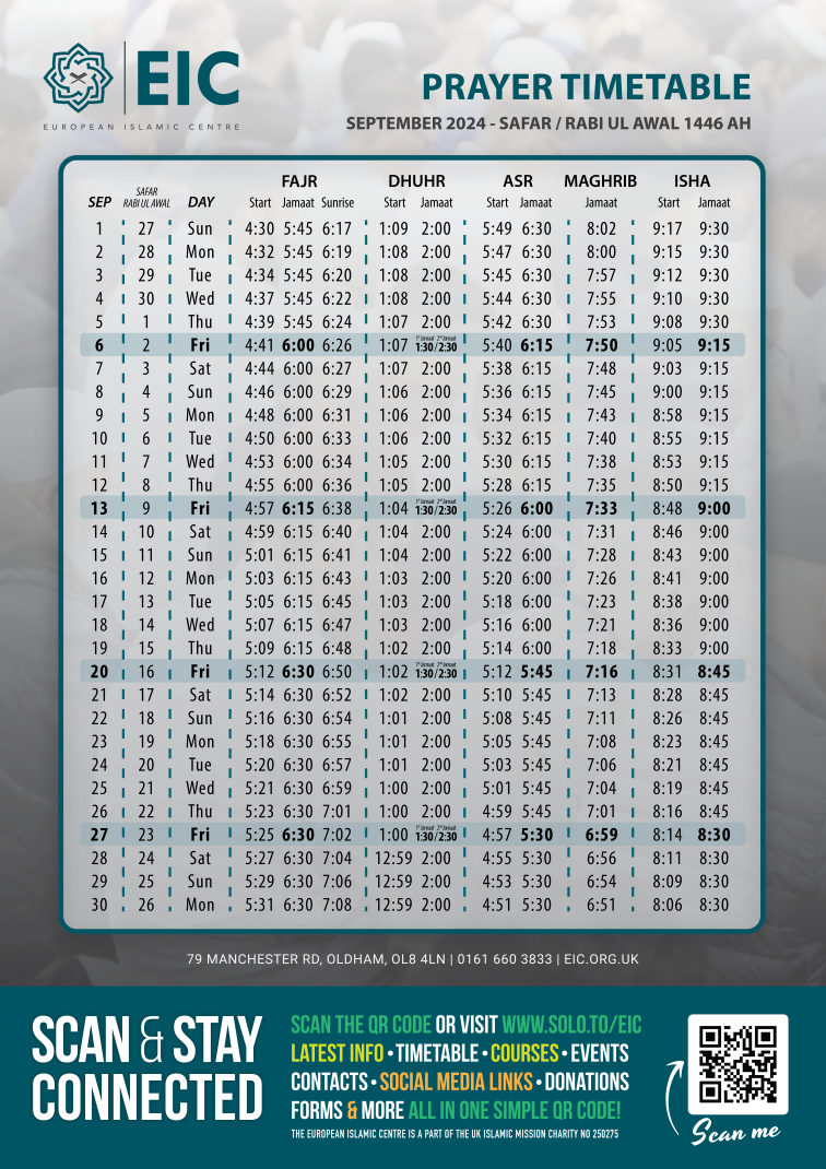 Prayer Times – European Islamic Centre